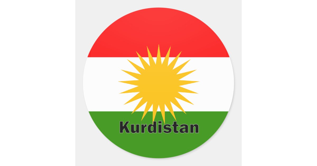 Kurdistan Roundel quality Flag Classic Round Sticker | Zazzle