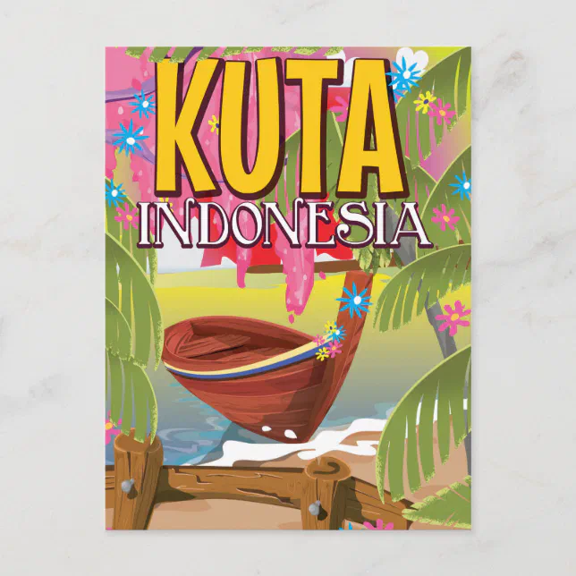 Kuta Indonesia travel poster Postcard | Zazzle