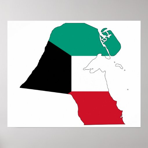 Kuwait Flag Map Poster | Zazzle