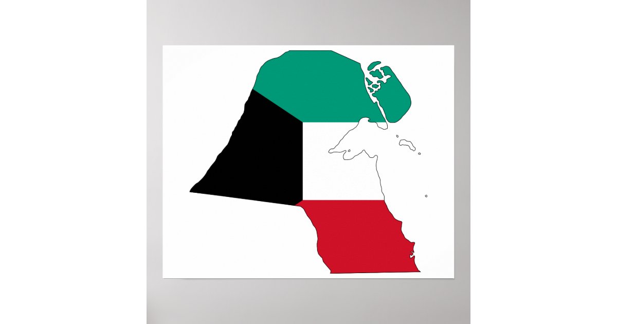 Kuwait Flag Map Poster | Zazzle