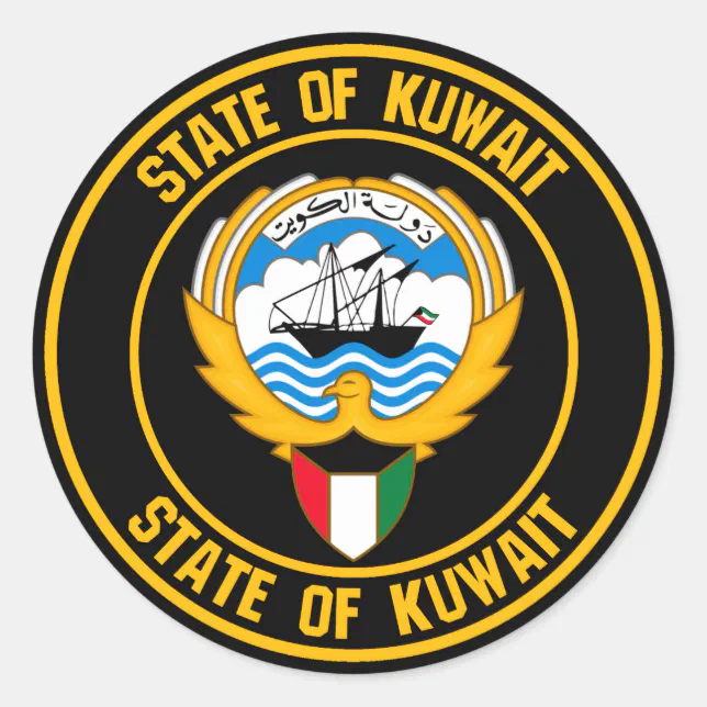 Kuwait Round Emblem Classic Round Sticker | Zazzle