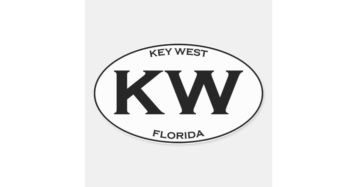 KW-Kew West Florida Oval Sticker | Zazzle
