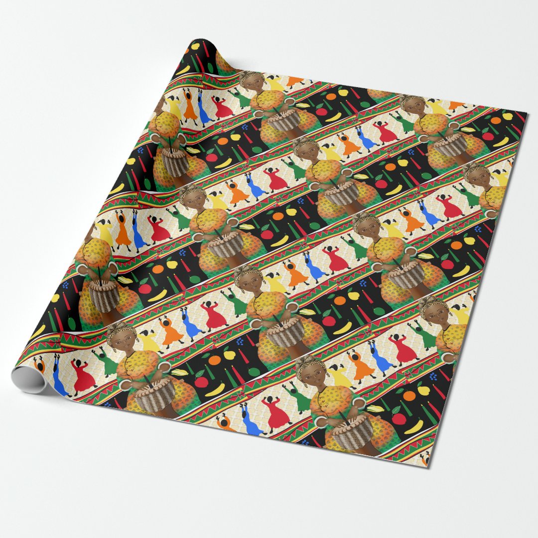 Kwanzaa African American Holiday Wrapping Paper | Zazzle