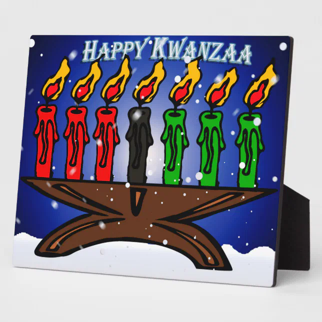Kwanzaa Candle Kinara with Snow And Greeting Plaque | Zazzle