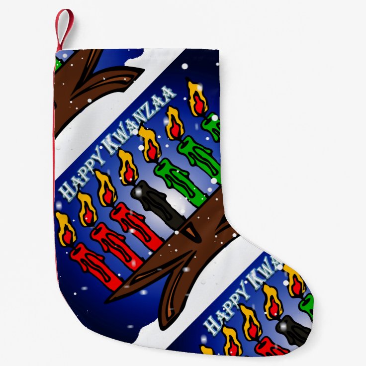 Kwanzaa Candle Kinara with Snow And Greeting Small Christmas Stocking ...