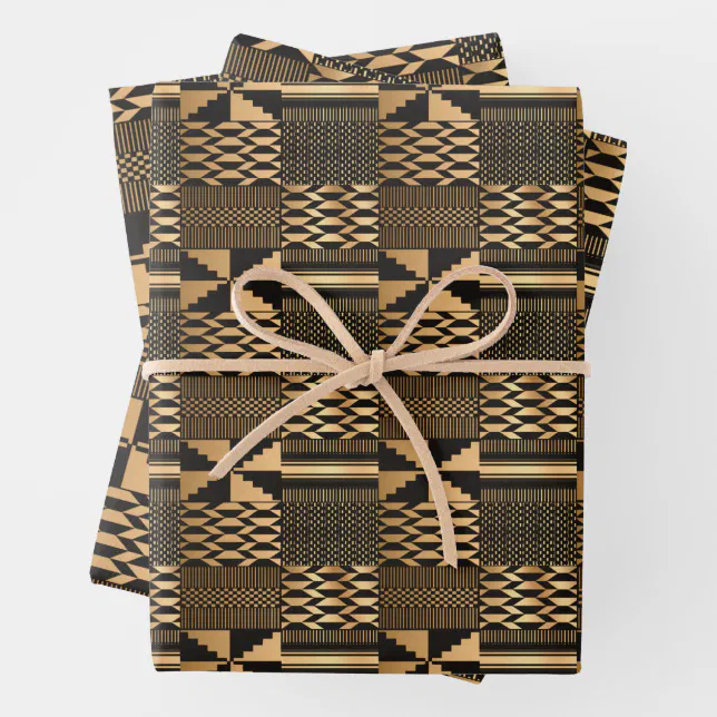 Kwanzaa Kente Print (Black/Gold) Wrapping Paper Sheets | Zazzle