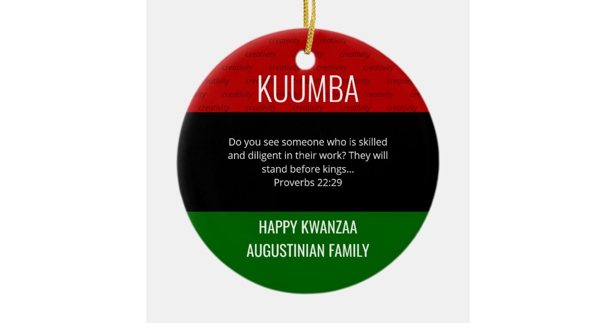 Kwanzaa KUUMBA Ceramic Ornament | Zazzle