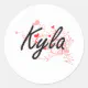 Kyla Artistic Name Design with Hearts Classic Round Sticker | Zazzle