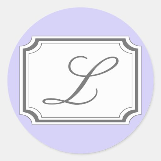 L Fancy Monogram Label / Sticker (Pale Purple) | Zazzle