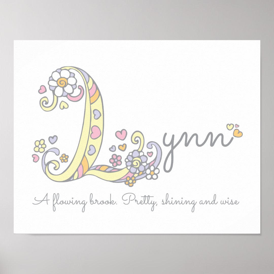 L monogram art Lynn girls name meaning poster | Zazzle