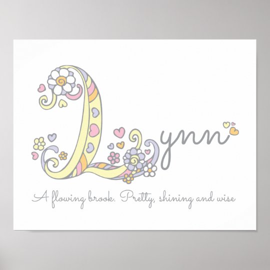 L monogram art Lynn girls name meaning poster | Zazzle.com