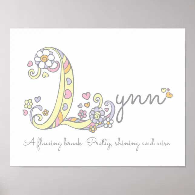 L monogram art Lynn girls name meaning poster | Zazzle