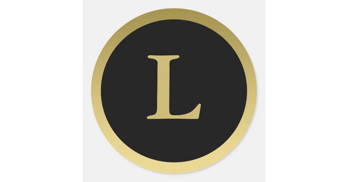 L :: Monogram L Elegant Gold and Black Stickers | Zazzle