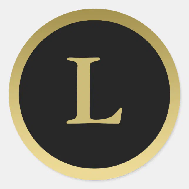 L :: Monogram L Elegant Gold and Black Stickers | Zazzle
