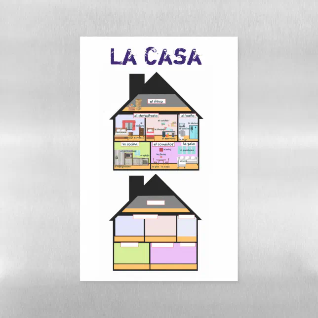 La Casa Spanish House Vocabulary, Blank Template Magnetic Dry Erase ...