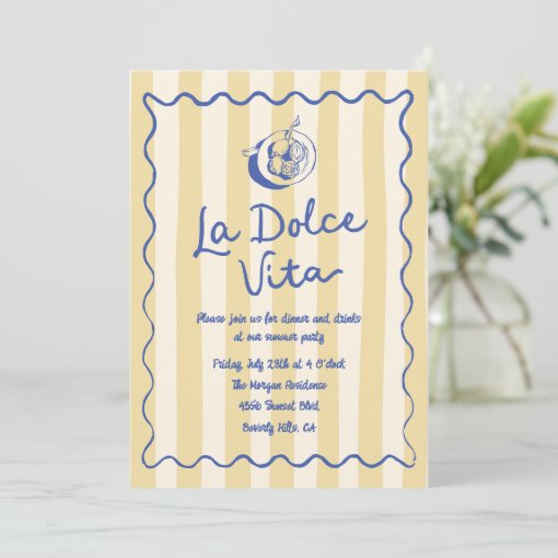 La Dolce Vita Lemons Italian Summer Party Invitation | Zazzle