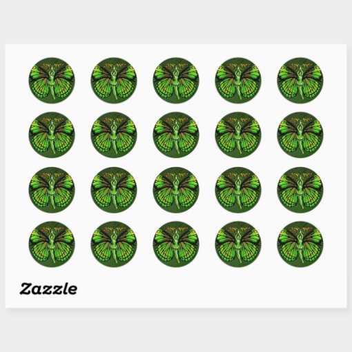 La Fee Verte With Wings Outspread Classic Round Sticker | Zazzle