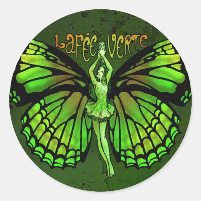La Fee Verte With Wings Outspread Classic Round Sticker | Zazzle