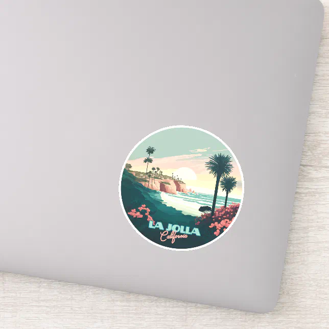 La Jolla Cove San Diego California Retro Sticker | Zazzle