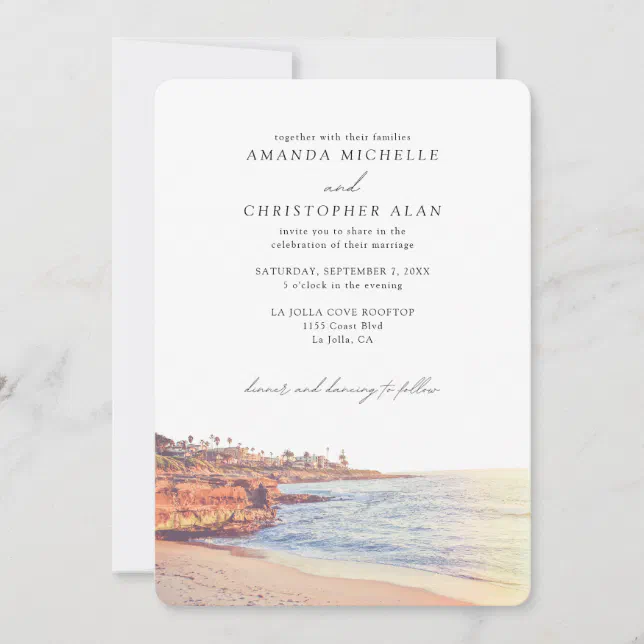 La Jolla Wedding Custom San Diego Beach Photo Invitation | Zazzle