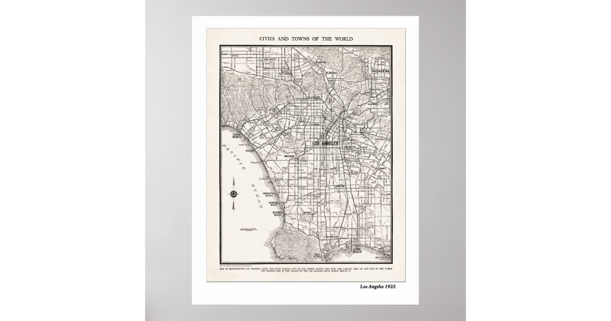 LA Map 1925 Poster | Zazzle