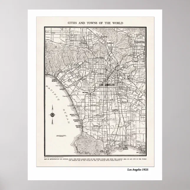 LA Map 1925 Poster | Zazzle