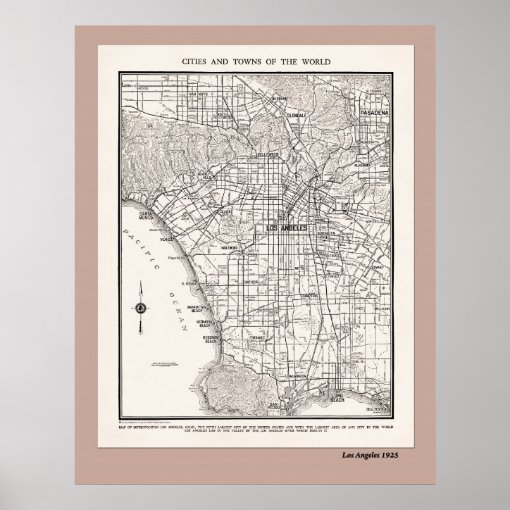 LA Map from 1925 Poster | Zazzle