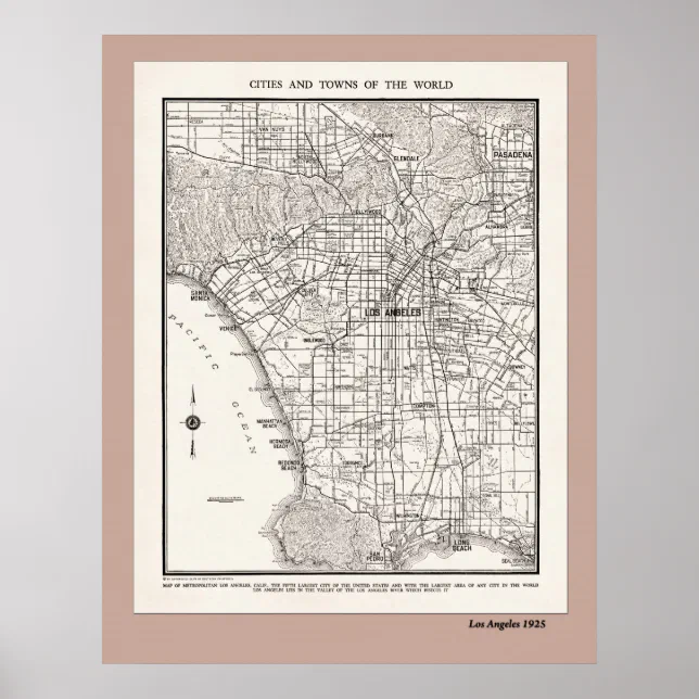 LA Map from 1925 Poster | Zazzle