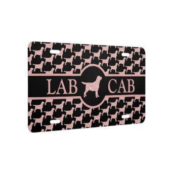 Lab Cab Pink Rose Gold Glitter - Cute Dog Labrador License Plate | Zazzle