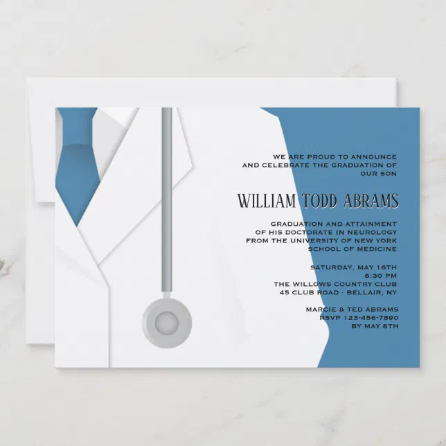 Lab Coat and Tie Graduation Invitation | Zazzle