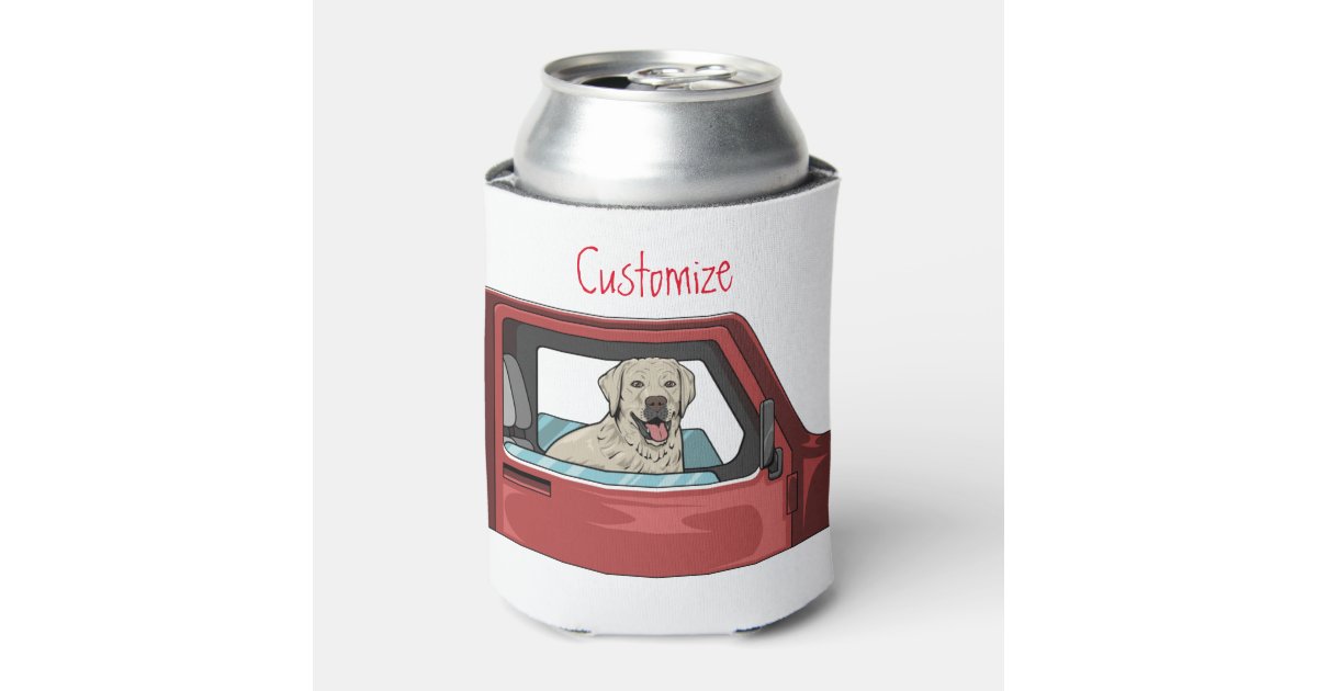 Lab Dog Riding Shotgun Thunder_Cove Can Cooler | Zazzle