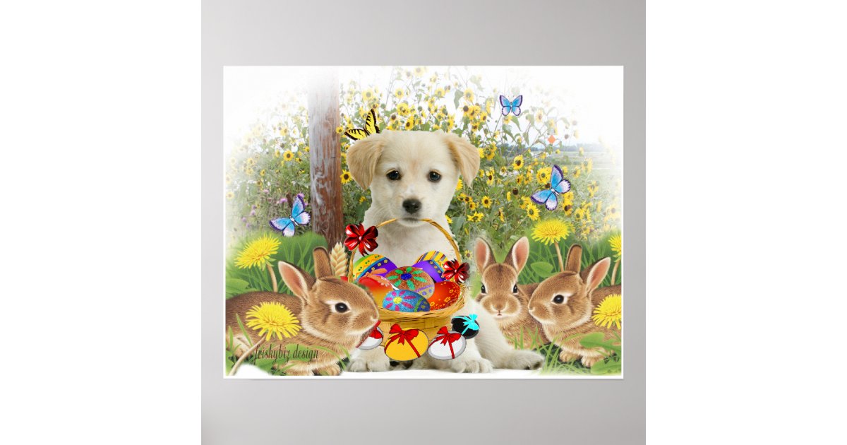 Lab & Friends Easter Egg Hunt Poster | Zazzle