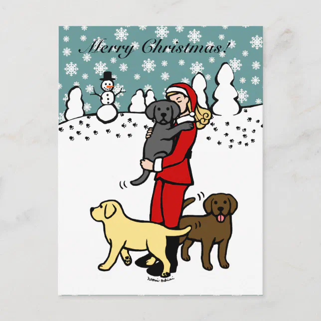 Lab Mom Santa Christmas Holiday Postcard | Zazzle