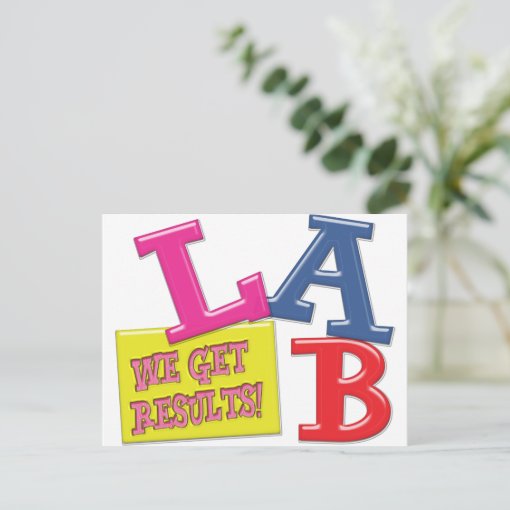 LAB MOTTO LABORATORY WE GET RESULTS! POSTCARD | Zazzle