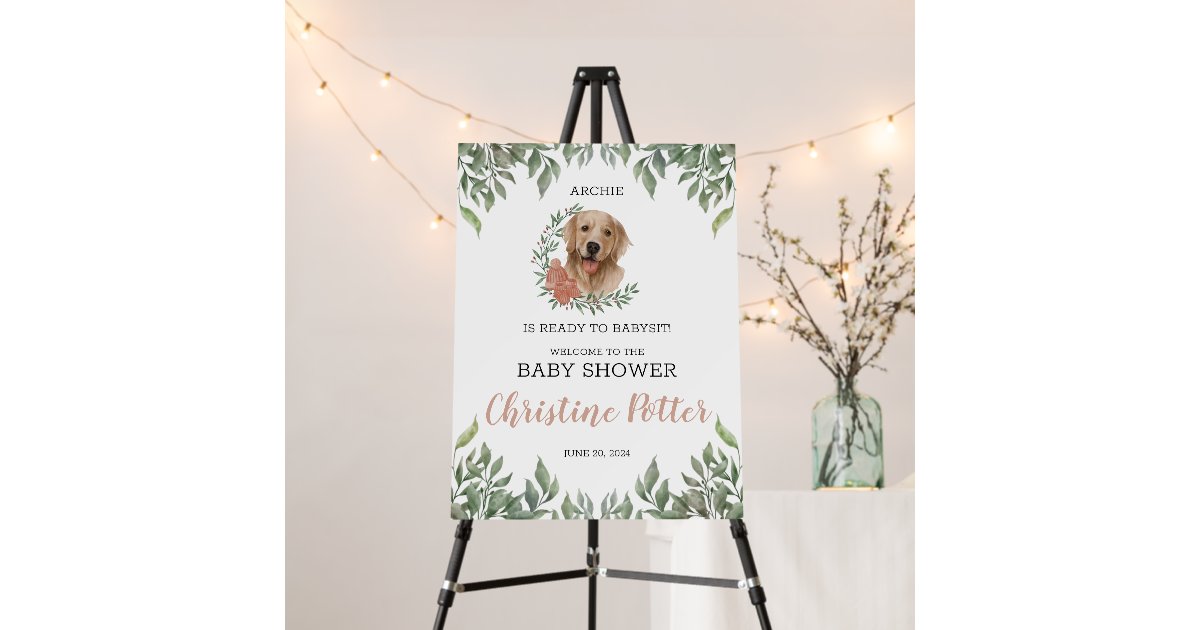 Lab Retriever Dog Puppy Baby Shower Welcome Sign | Zazzle