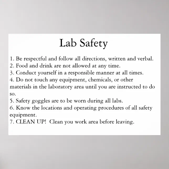 Lab Safety Poster | Zazzle