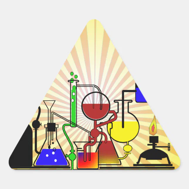 LAB WARE - LABORATORY GLASSWARE MAD SCIENTIST TRIANGLE STICKER | Zazzle