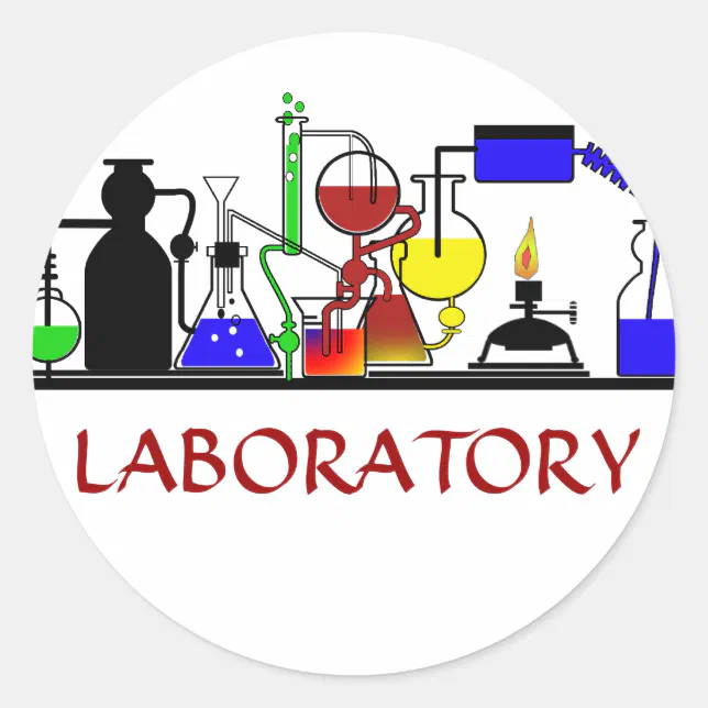 LAB WARE - LABORATORY GLASSWARE SETUP CLASSIC ROUND STICKER | Zazzle