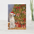 Lab - Yellow Lab Watercolor Under Christmas Tree Card | Zazzle