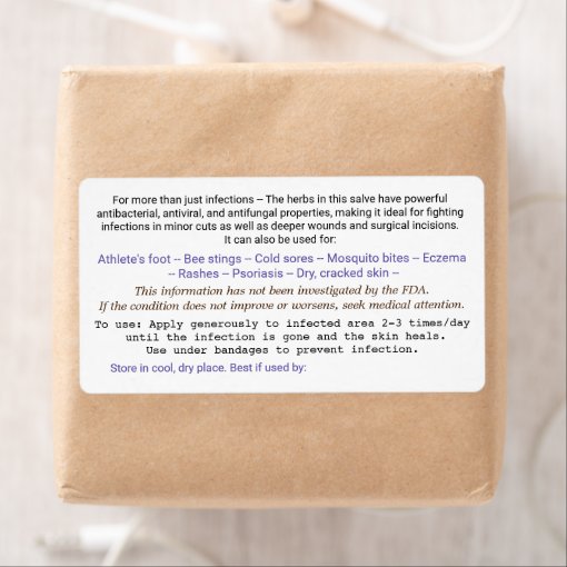 Label for back of salve jar. | Zazzle
