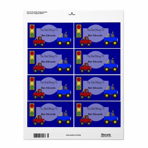 Label Kids Book Labels Stickers Large Size Trucks | Zazzle