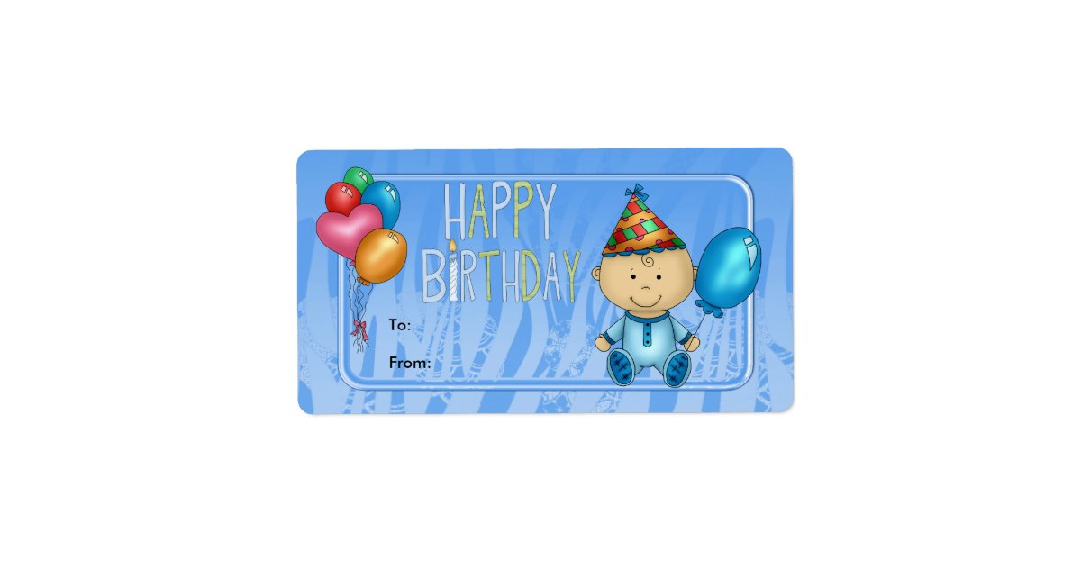 Label Kids Gift Tag Birthday Blue | Zazzle
