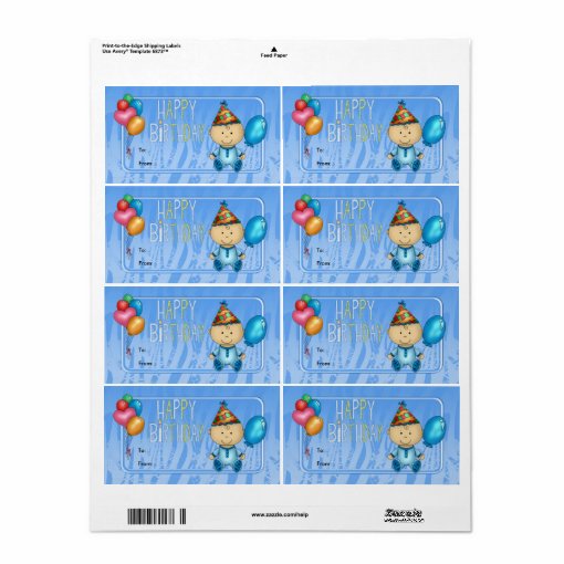 Label Kids Gift Tag Birthday Blue | Zazzle