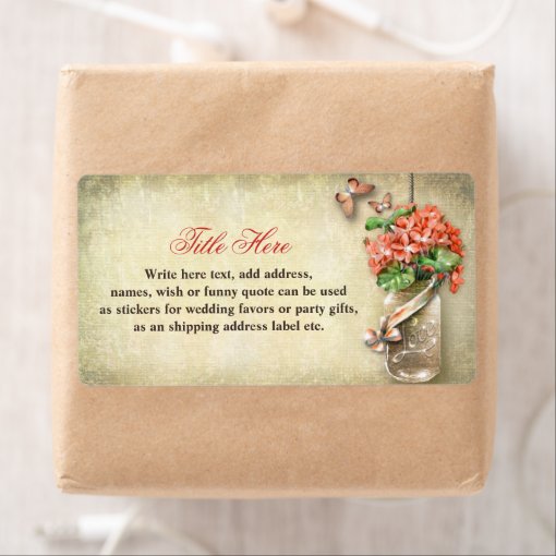 labels with mason jar rustic burlap background | Zazzle