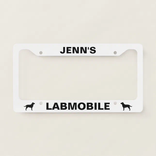 LABMOBILE Black Lab Labrador Retrievers Custom License Plate Frame | Zazzle