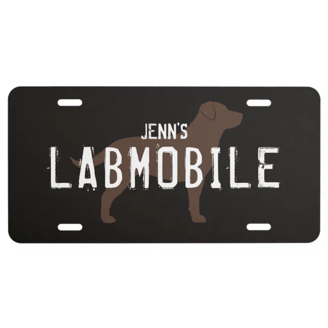 LABMOBILE Chocolate Labrador Retriever Silhouette License Plate | Zazzle