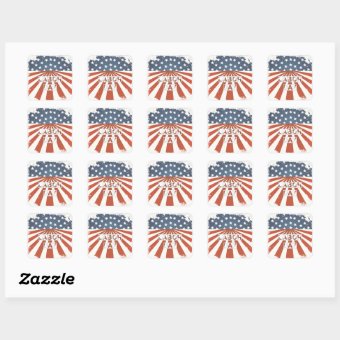 Labor Day American Flag Square Sticker | Zazzle