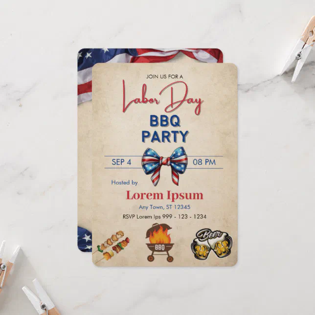 Labor Day BBQ Invitation editable template | Zazzle