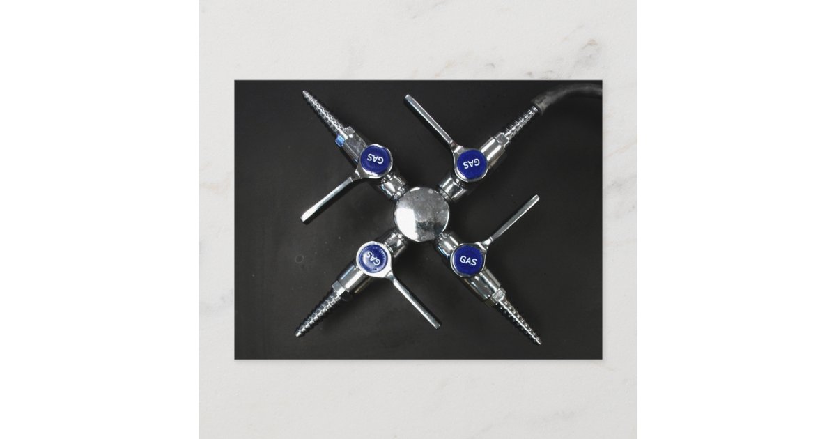 Laboratory Gas Valves on Lab Bench Postcard | Zazzle