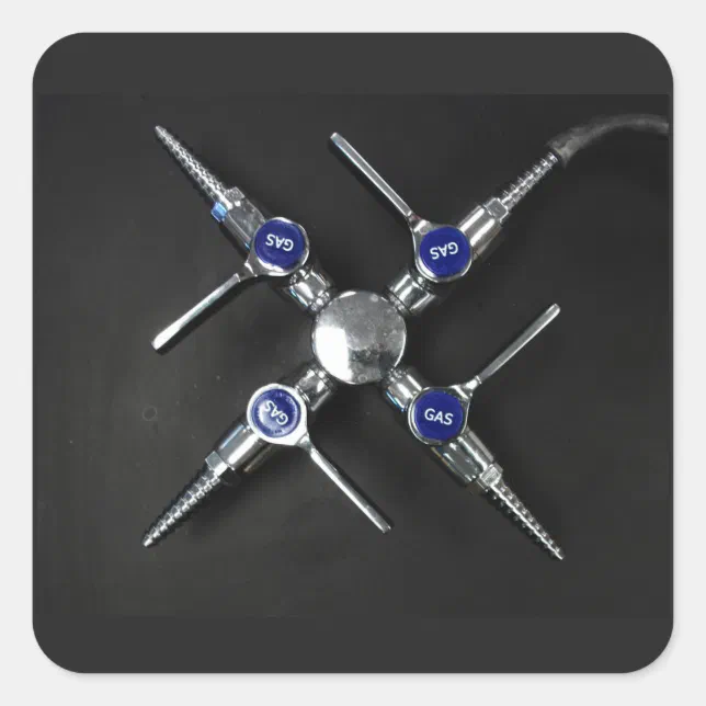 Laboratory Gas Valves on Lab Bench Square Sticker | Zazzle